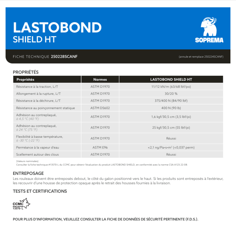 Membrane Soprema Lastobond HT - Toitures Ancestrales